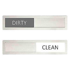 Clean Dirty Sign,Clean Dirty Stainless Steel Dishwasher Magnet Sign,Dish Wash Silder Sign Magnet for Kitchen,Kitchen Dishwasher Magnets Sign, No-Scratch Strong Magnets, Dirty Clean Dishwasher Magnet with 3 Double-Sided Stickers