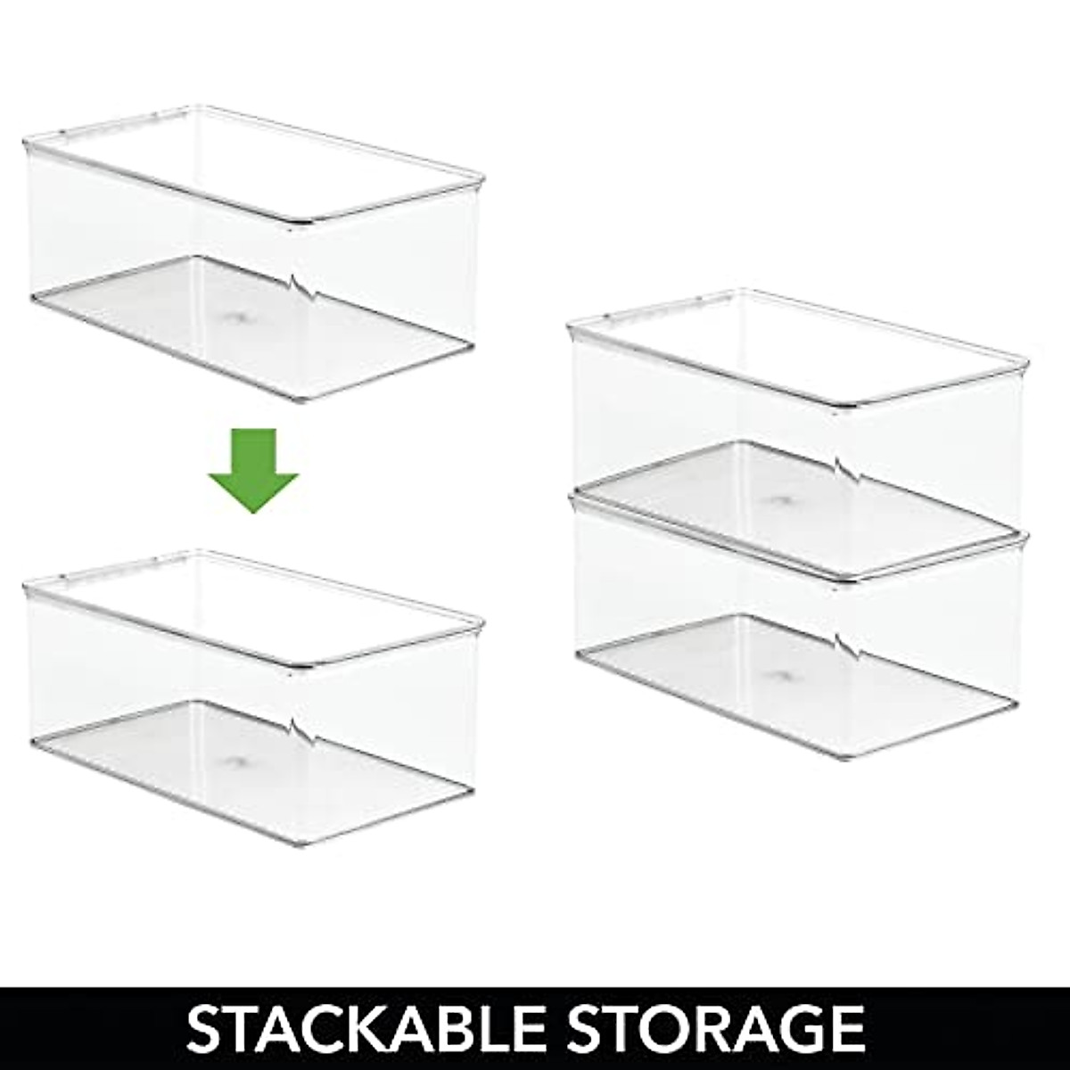 mDesign Stackable Plastic Closet Storage Container Bin Box with Hinge Lid for Organizing Shoes, Booties, Pumps, Sandals, Wedges, Flats, Heels - Lumiere Collection - 6 Pack - Clear