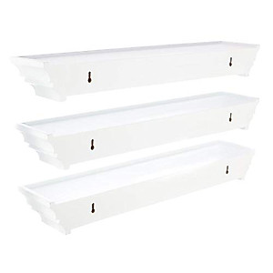 Pemberly Row Traditional Madison Wall Shelves Set of 3 White Engineered Wood