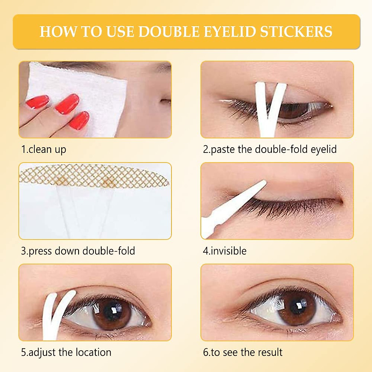 Eyelid Tape, Eyelid Lift Tape, Double Eyelid Tape, Double Eyelid Stickers, Invisible Eyelid Tape, Self-Adhesive Eyelid Lifter Strips with Fork Rods, Breathable & Waterproof, Instantly Enlarge The Eyes