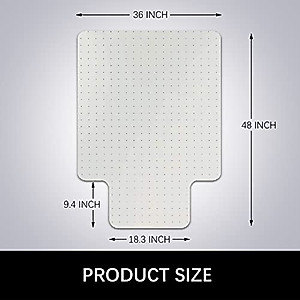 Azadx Clear Office Chair Mat for Low, Standard and No Pile Carpeted Floors, Plastic Computer Desk Chair Mat on Carpet for Easy Rolling, Durable Carpet Protector Mat (36 x 48'' Lipped)