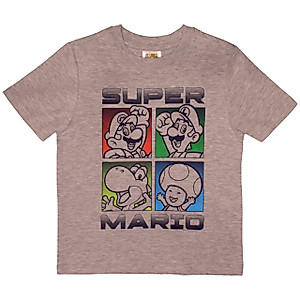 Nintendo Super Mario Video Game 3-Piece Set Boys Short Sleeve T-Shirt, Zip Up Hoodie, Jogger Pants 3-Pack Bundle Set (Size 8, Grey)