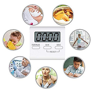 SATINWOOD Kitchen Timer, 2 Pack Digital Kitchen Timers Magnetic Countdown Timer with Loud Alarm, Big Digits, Back Stand for Cooking, Classroom, Teachers - AAA Battery Included,White