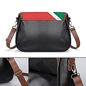 African Flag Women's Crossbody Bag Leather Shoulder Bag Handbag Portable Tote Purse for Office Travel