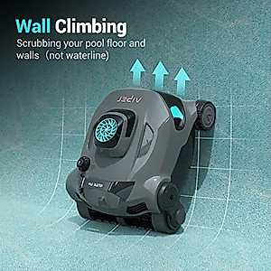 AIPER Elite Pro Cordless Robotic Pool Cleaner, Wall-Climbing Automatic Pool Vacuum Cleaner, 120 Mins Running Time and Fast Charging, Ideal for Above & In-Ground Swimming Pools up to 60 Feet