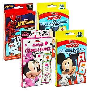 Disney Flash Cards for Toddlers 2-4 - Bundle of 4 Early Learning Decks: Colors, Shapes, Numbers and More Featuring Mickey, Minnie, and Spiderman