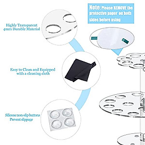 Ice Cream Cone Holder 2-Tier, 24-Cavity Round Clear Acrylic Waffle Cone Display Stand Baby Showers Birthday Parties Weddings Anniversaries Christmas Halloween Candy Decorative