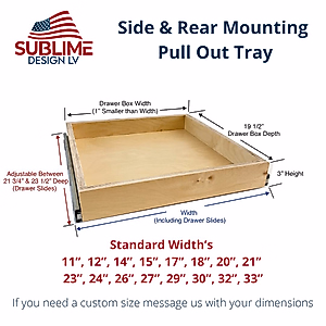 Sublime Design | 15" Wide | Pull Out Tray | Baltic Birch Drawer for Kitchen Cabinets | Slide Out Shelves | Roll Out Cabinet Organizer