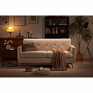 Weture 65" Loveseat Sofa, Mid Century Modern Love Seat Couches for Living Room, Comfy Button Tufted Upholstered Sofa Couch for Bedroom, Solid & Easy to Install Small Couch for Small Spaces, Beige
