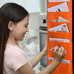 Fuutreo 4 Pack Heavy Duty Storage Pocket Chart with 40 Pockets 12 Overdoor Hangers Hanging Wall File Organizer Magazine Organizer for Classroom School Home Office