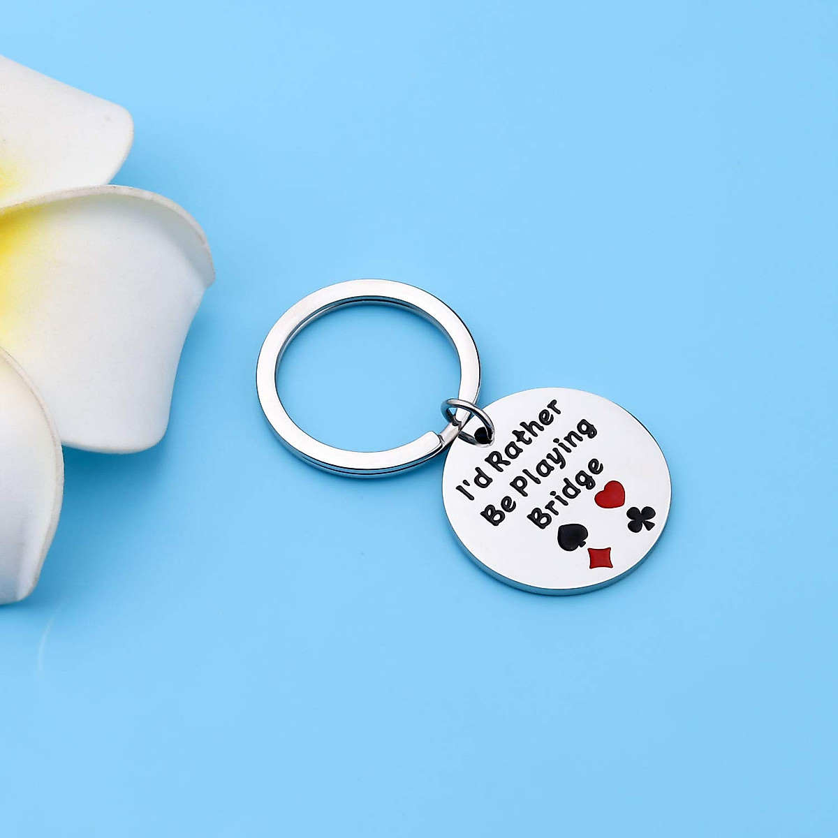 LQRI Bridge Gift Bridge Player Gift Bridge Athletes Gift I’d Rather Be Playing Bridge Keychain Bridge Lover Gift (K bridge)
