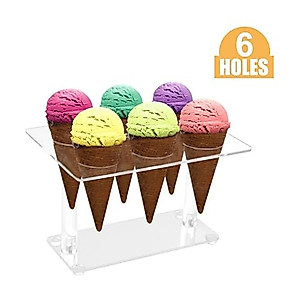 NUEAYMS Acrylic Clear Single Layer Square 6 Holes Cone Holder for Weddings Baby Showers Birthday Party Anniversaries Holiday