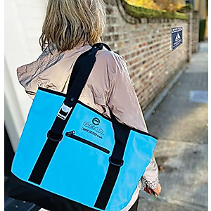 Enthusiast Gear Dry Soft Cooler Bag Tote – Soft Sided Insulated Camp Cooler – Waterproof, Leak Proof, Collapsible, with Side Pocket - Perfect for Boat, Pool, Beach, Picnics, Grocery - (20 Cans)