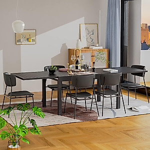 Domi 59" - 89" Expandable Patio Dining Table - Aluminum, Adjustable, Smooth-Sliding, Outdoor Furniture for 6-8 Person, Ideal for Backyard, Porch, Deck, Garden - Dark Brown,