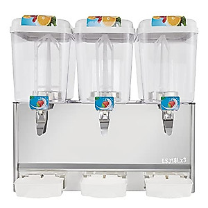 VEVOR Commercial Beverage Dispenser, 14.25 Gallon 3 Tanks Commercial Drink Dispenser, 350W Food Grade Material Stainless Steel Commercial Juice Dispenser With Thermostat Controller for Cold Drink