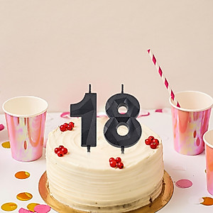 2 inch Black 18 & 81 Birthday Candles, 3D Diamond Number 18th & 81st Cake Topper for Men Women Birthday Party Decorations Theme Party