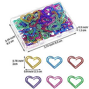 105 Pieces Colorful Paper Clips Metal Heart Paperclips for Office Stationery School Supplies