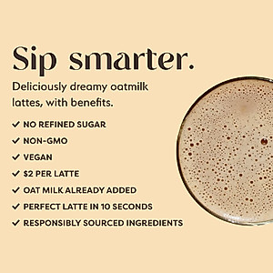 Clevr Blends Instant Coffee Latte Mix, Oat Milk Latte, 100% Arabica Beans Medium Roast Fair Trade, Superfood Creamer Powder, Mushroom Coffee SuperLatte Lion’s Mane, Reishi, Probiotics, Ashwagandha