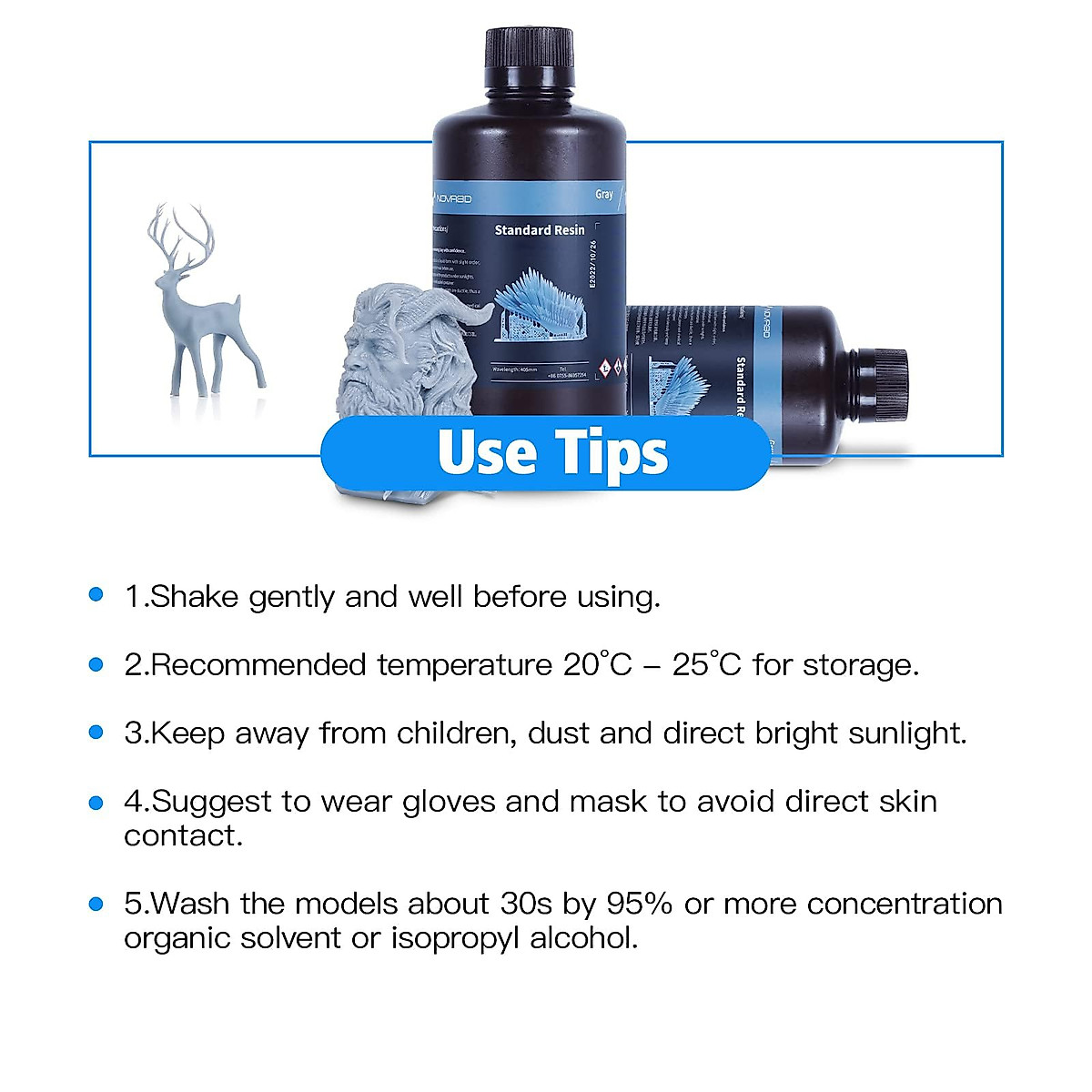 NOVA3D 3D Printer Resin Liquid,Standard Photopolymer,405nm UV Fast Light Curing 3D Printing Excellent Fluidity Resin,for 4K/8K LCD/DLP/SLA Resin 3D Printer Etc,1000g Grey Resin Printing More Models