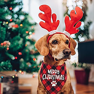 3 Pack Thanksgiving and Christmas Bandana Set, Holiday Buffalo Fall and Winter Bib for Large Medium Small Puppies Pets