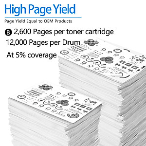 NineLeaf 2 Pack Combo TN630 TN-660 TN660 Toner Cartridge DR630 DR-630 Drum Unit Compatible for Brother HL-L2380DW MFC-L2740DW DCP-L2540DW Printer (1 Black Toner +1 Drum)