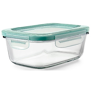 OXO Good Grips 3.5 Cup Smart Seal Glass Rectangle Food Storage Container, Clear & Good Grips 1.6 Cup Smart Seal Leakproof Glass Rectangle Food Storage Container