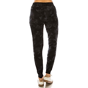 Leggings Depot Women's Relaxed fit Jogger Pants - Track Cuff Sweatpants with Pockets-S812ZIP, Gray Camouflage-with Zipper, Medium