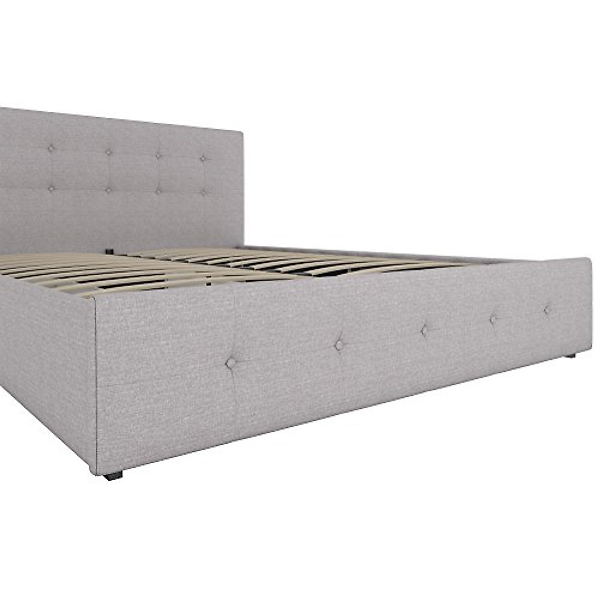 DHP Rose Upholstered Platform Bed with Underbed Storage Drawers and Button Tufted Headboard and Footboard, No Box Spring Needed, Queen, Gray Linen