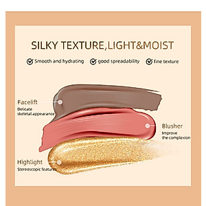 Cream Bronzer Contour Beauty Wand, Highlighter Contour Blush With Cushion Applicator, Liquid Face Bronzer Makeup Wand Lightweight Natural Super Silky Cream Contour Stick Beauty Light Wand (1# Contour Grey brown)