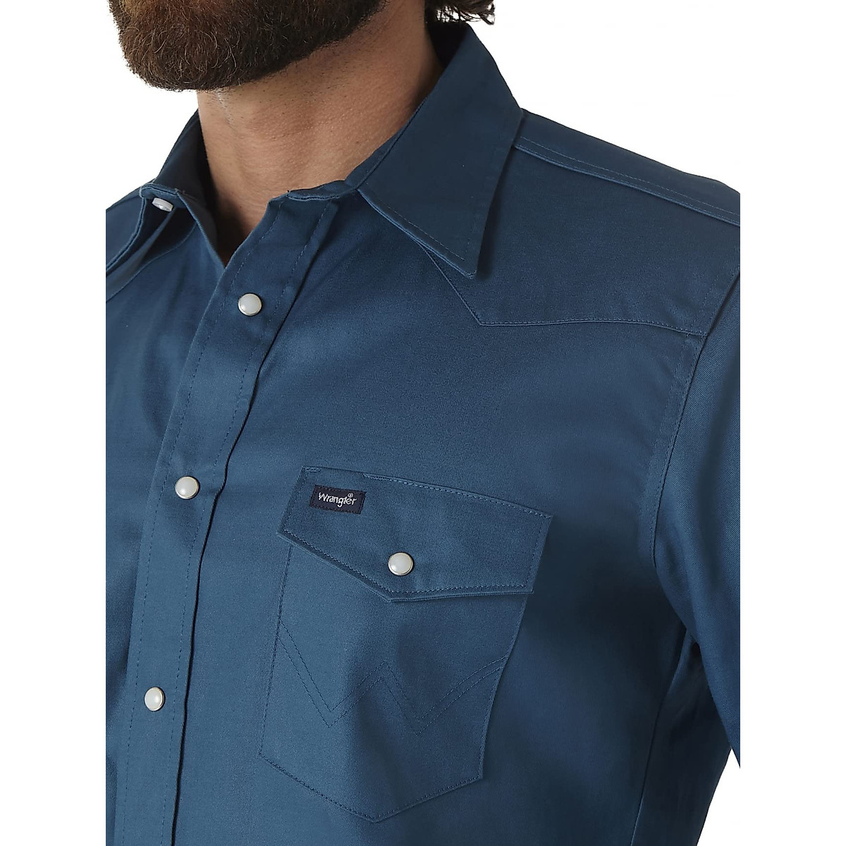 Wrangler Men's Authentic Cowboy Cut Work Western Long-Sleeve Firm Finish Shirt,Dark Teal,X-Large