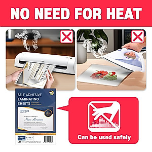 No Heat Laminating Sheets Self Sealing 8.5 x 11 Inch, 20 Pack, 4mil Thickness, No Machine Self Adhesive Laminating Sheets [Letter Size] by HA SHI