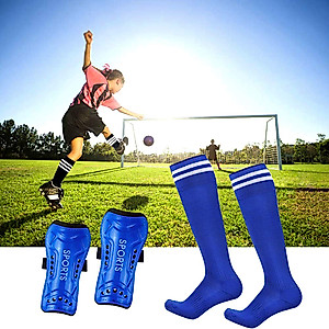 Haploon Shin Guards Soccer Football Shin Pads Protector Calf Protective Gear for 5-12 Old Kids, Teenagers, Boys, Girls, with 2 Pair Long Sleeve Soccer Socks