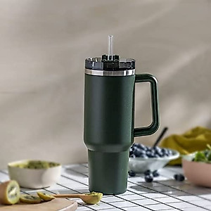 Replacement Straw Compatible with Stanley 40 oz 30 oz Cup Tumbler, 6 Pack Reusable Straws with Cleaning Brush for Stanley Adventure Travel Tumbler, Plastic Clear Straw for Stanley Accessories