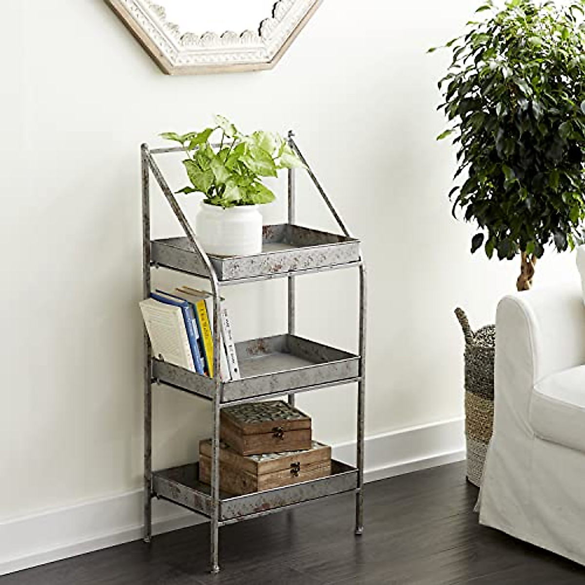 Deco 79 Plantstand, 11" W x 39" H, Gray