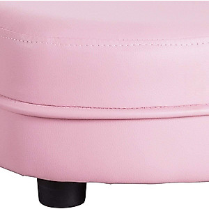 HOMGX Pink Kids Sofa, Princess Armrest Chair Couch with Ottoman & Embedded Crystal, Kids PVC Leather Sofa for Toddler Girls Bedroom
