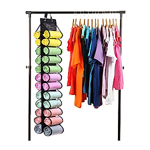 RZMAYIS Legging Storage Bag Storage Hanger Can Holds 24 Leggings or Shirts Jeans Compartment Storage Hanger, Foldable Leggings Organizer Clothes Portable Closets Roll Holder (Black)