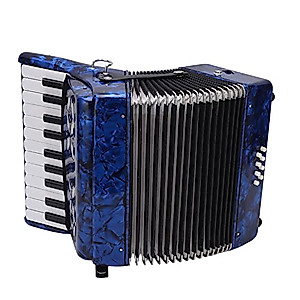 Accordion, 22 Keys 8 Bass Exquisite Celluloid Piano Accordion with Adjustable Straps, International Standard Professional Tuning Musical Instrument for Beginners Adults Stage Performance(Navy blue)
