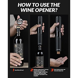 IntreLife 2 in 1 Electric Wine Opener Set,Rechargeable Wine Bottle Openers with Electric Vacuum Preserver,Wine Stopper,Foil Cutter,Automatic Wine Saver Pump Set