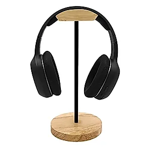 Bliocefo Headphone Stand Nature Wood & Aluminum Headset Hanger Mount Hook Gaming Holder Desktop Earphone Artful Functional Craftmanship Stand for All Headsets with Solid Wooden Base