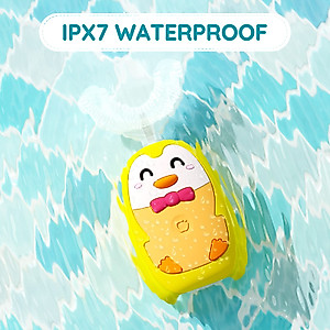 mornwell Kids Toothbrush Electric, Auto Toothbrush for Kid New Model Ultrasonic Kids Electric Toothbrush, U Type Whitening Massage Toothbrush, IPX7 Waterproof Smart Rechargeable Toothbrush (Yellow)