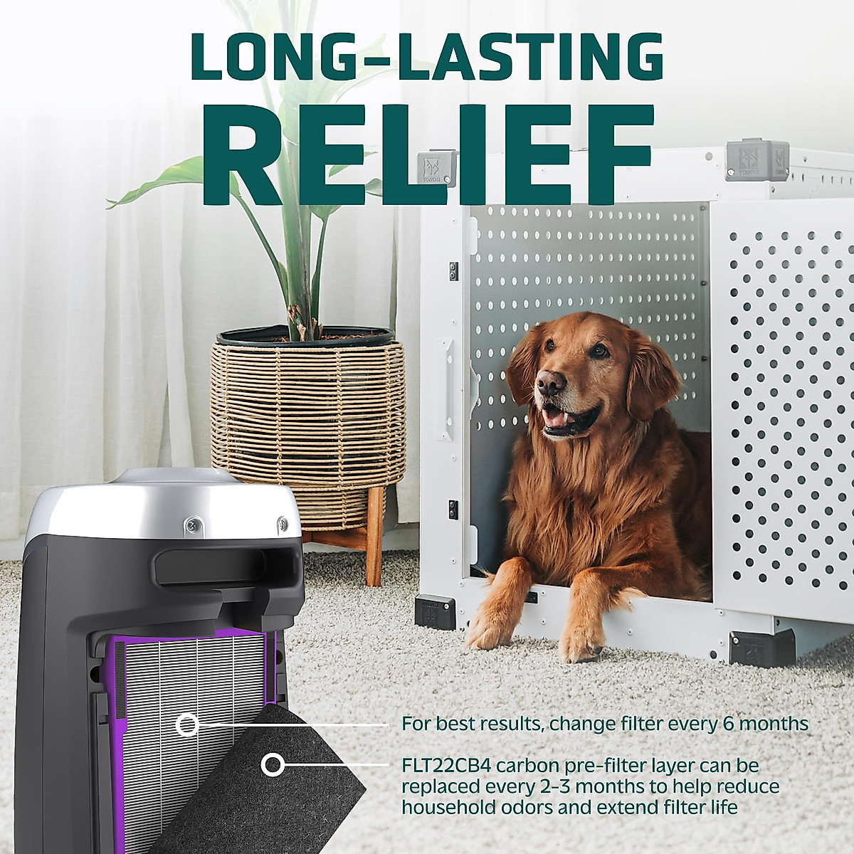 Germ Guardian FLT4850PT True HEPA Genuine Air Purifier Replacement Filter B, with Pet Pure Treatment for GermGuardian AC4900, AC4825, AC4850PT, CDAP4500, AC4300, and More, 1 Count (Pack of 1)