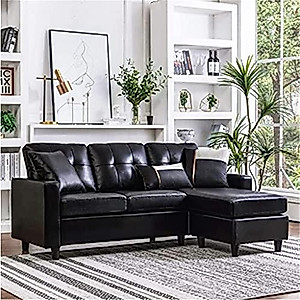 SLNFXC PU Combination Sofa Couch Comfortable L-Shape 194x126x89CM Convertible Design Simple Assembly (Color : D, Size : Three Seat)