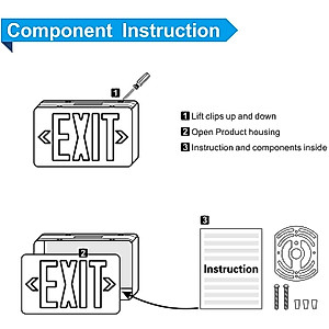 EXITLUX 1 Pack UL Listed -Red Led Exit Sign with Emergency Lights&Battery Backup Operated Powered Exit Lights Exit -Double Face-120-277VAC Fire Exit Signs Lighting for Room,Street,Window.Stairs.