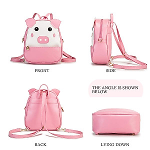 KL928 Girls Mini Backpack Toddler 3D Animal Casual Daypack PU Leather Preschool Convertible Shoulder Bag Gift for Kids (Pink)