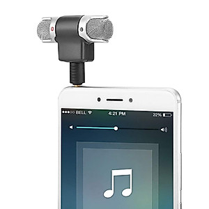ASHATA Mini Microphone, 3.5mm Jack Mini Mic Digital Stereo Microphone Portable Professional Handheld External Microphone Angle Adjustable for Mobile Phone, PC and Recorder