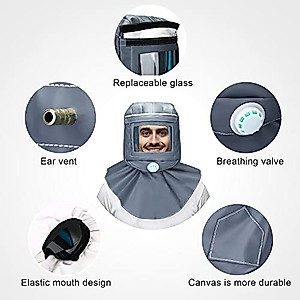 Holulo PVC Sandblasting Cap Sand Blasting Hood Cap Sandblaster Shawl with Face Shields Sandblaster Protective