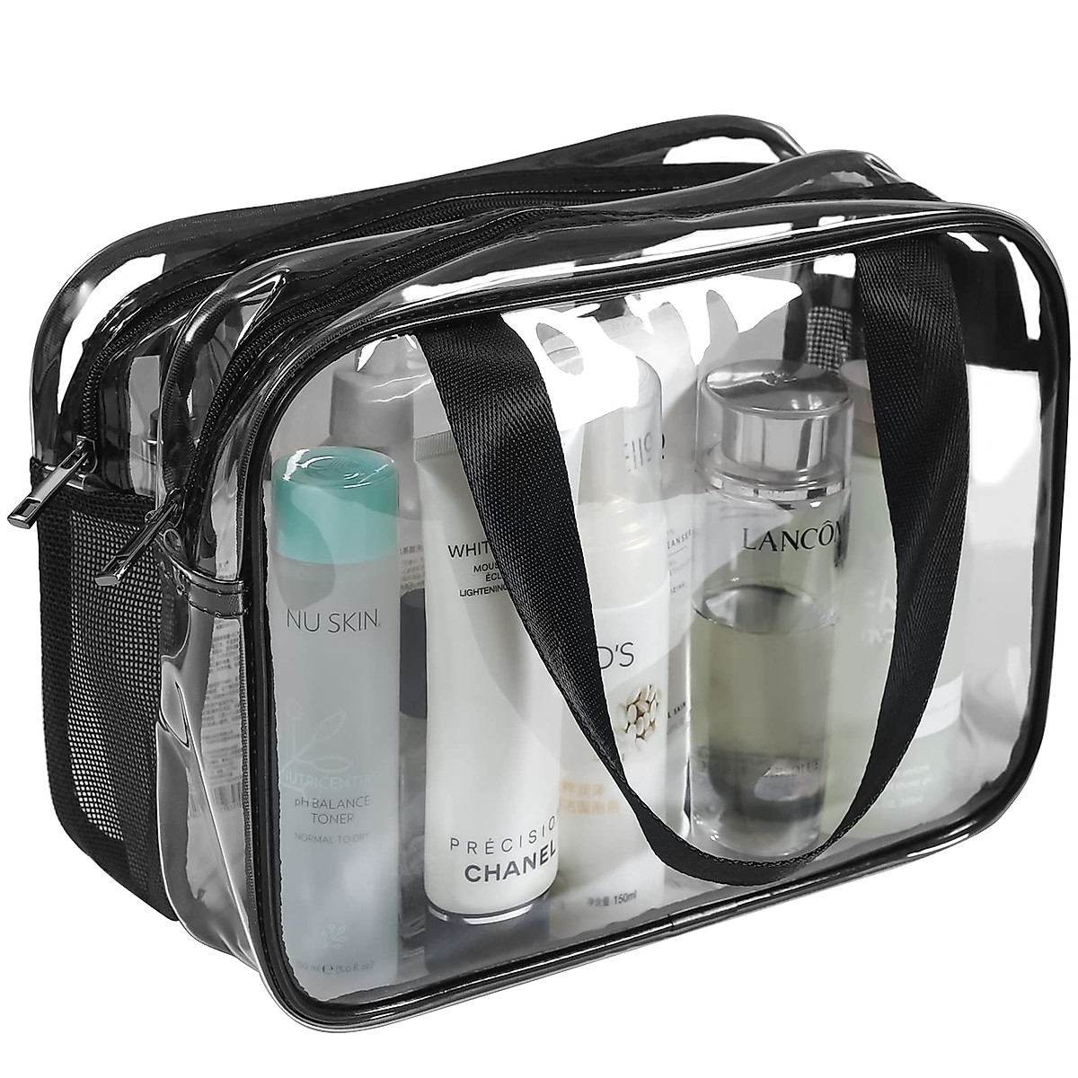 Auseibeely Clear Toiletry Bag for Women Men, Portable Large Travel Makeup Bag, Waterproof & Draining Transparent Cosmetic Bag, Carry On Airport Airline Compliant Bag
