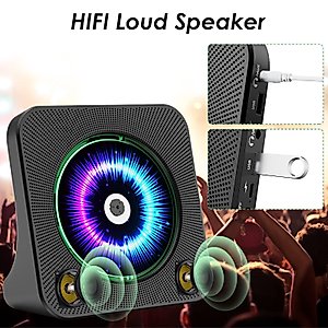 Gueray DVD Player for TV CD Player for Home with Bluetooth Speakers Supports Remote Control Display FM Radio with CD Player USB Card Playback 3.5 mm AUX Alarm Clock All Region Free with AV Dust Cover