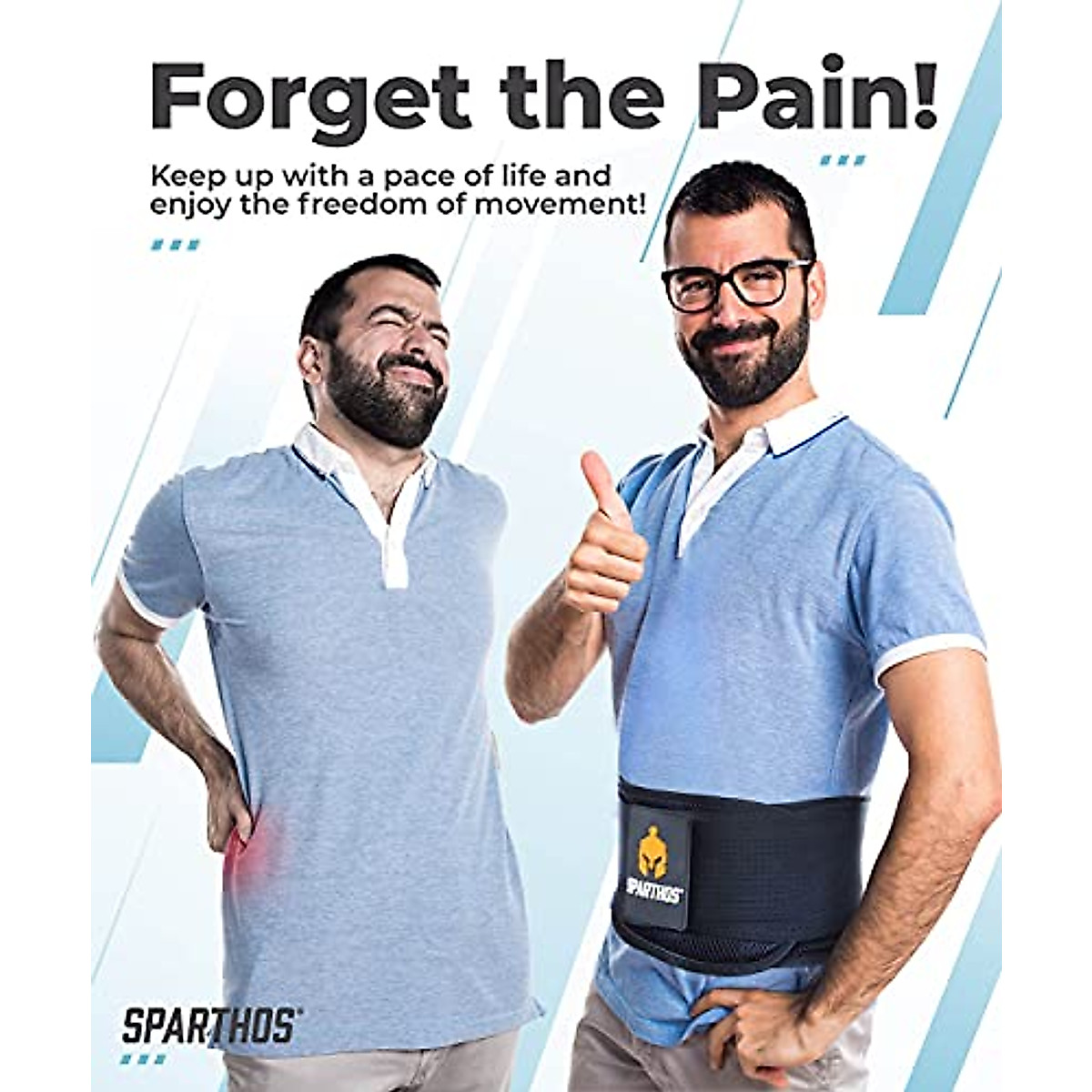 Sparthos Back Brace Immediate Relief from Back Pain, Herniated Disc, Sciatica, Scoliosis and more! - Breathable Mesh Design with Lumbar Pad- Adjustable Support Straps- Lower Back Belt- Size Large