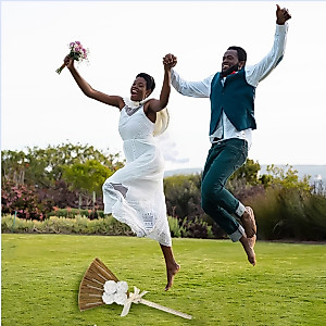 Wedding Broom for Jumping Ceremony, Decorative Broom DIY with Ribbons Artificial Roses & Sticky Pearl